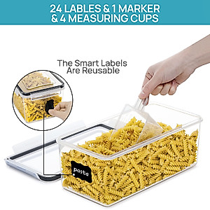 Vtopmart Airtight Food Storage Containers with Lids 8PCS Set 3.2L, Plastic Spaghetti Container for Pasta organizer, BPA Free Air Tight House Kitchen Pantry Organization and Storage