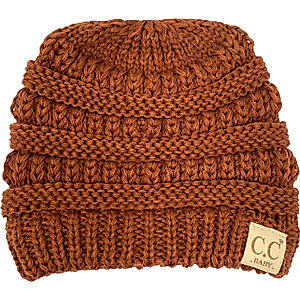 Funky Junque Beanie Infant Baby Skull Cap Hat (NO POM) - Rust