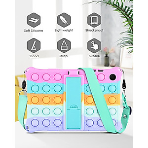 DETUOSI Silicone Case for Samsung Galaxy Tab A8 10.5 inch 2022 Release, Galaxy Tab A8 10.5 Protective Case with Strap & Stylus Pen, Lightweight Slim Cover for SM-X200/X205, Dazzling Pink