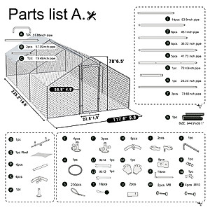 Ugguo Large Walk-in Metal Chicken Coop with Waterproof Cover for Outdoor Backyard Farm Use -Heavy Duty and Anti-UV Spire Shaped Cage for Poultry, Ducks, and Rabbits(19.6' L x 9.8' W x 6.5' H