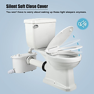 500Watt Upflush Toilet with Bidet Sprayer- Macerating Toilet withToilet Bowl,Toilet Tank and Macerator Pump with 4 Water Inltes for Kitchen Sink, Bathroom, Laundry