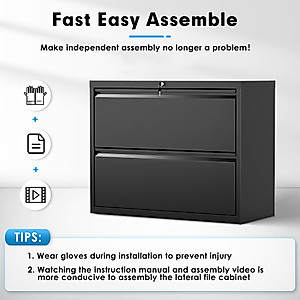 Pataku Mobile File Cabinet with Lock Metal Filing Cabinet for Home Office Locking Under Desk Cabinet with Wheels, 2 Keys for Fits Legal/Letter/A4 Size, Fully Assembled, Black