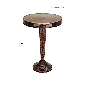 Deco 79 Metal Side End Accent Table Hammered Pedestal End Table, Side Table 19" x 19" x 26", Bronze