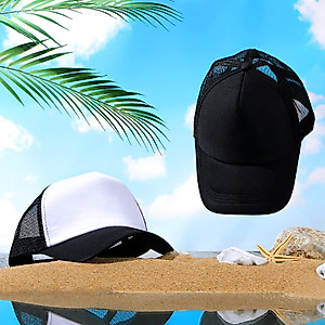 Giegxin 24 Pcs Trucker Hats Bulk Beach Hats for Men Mesh Back Ball Cap Rugged Classic Baseball Trucker Hat for Men and Women (Black, Black and White,Mesh Style)