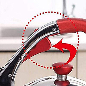 3.5L Whistle Tea Kettle Stainless Steel Kettle Tea Kettle Induction Modern Surgical Pipe Kettle - Teapot For Stove-red