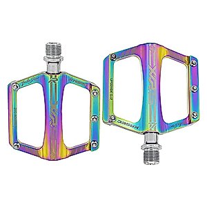 KRSEC Bike Pedals Mountain Bike Pedal, Bicycle Platform Pedals, Universal 9/16" Aluminum Alloy Sealed Bearing, Lightweight Non-Slip Rockbros Pedal, Fit Most Adult Road Bike/BMX/MTB Parts Set, Colorful
