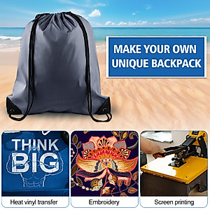 KUUQA 2 Pcs Gray Drawstring Backpack Drawstring Bag Bulk Sports Cinch Bags String Backpack Storage Bags for Gym Traveling