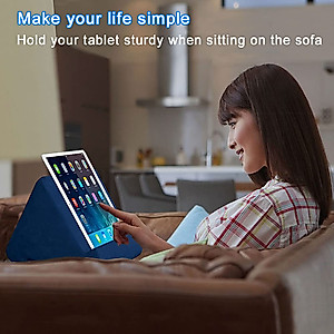 SAMHOUSING Tablet Pillow Stand - Tablet Holder Dock for Bed with Multi-Viewing Angles, Compatible with iPad Pro 9.7, 10.5,12.9 Air Mini 4 3, Kindle, Galaxy Tab, E-Reader (Blue)