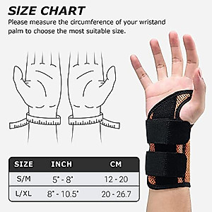 ABYON Copper Infused Carpal Tunnel Wrist Brace, Wrist Support for Arthritis,Tendonitis, Sprain, Repetitive Strain, Night Sleep Wrist Splint for Men and Women Fits Right&Left Hand