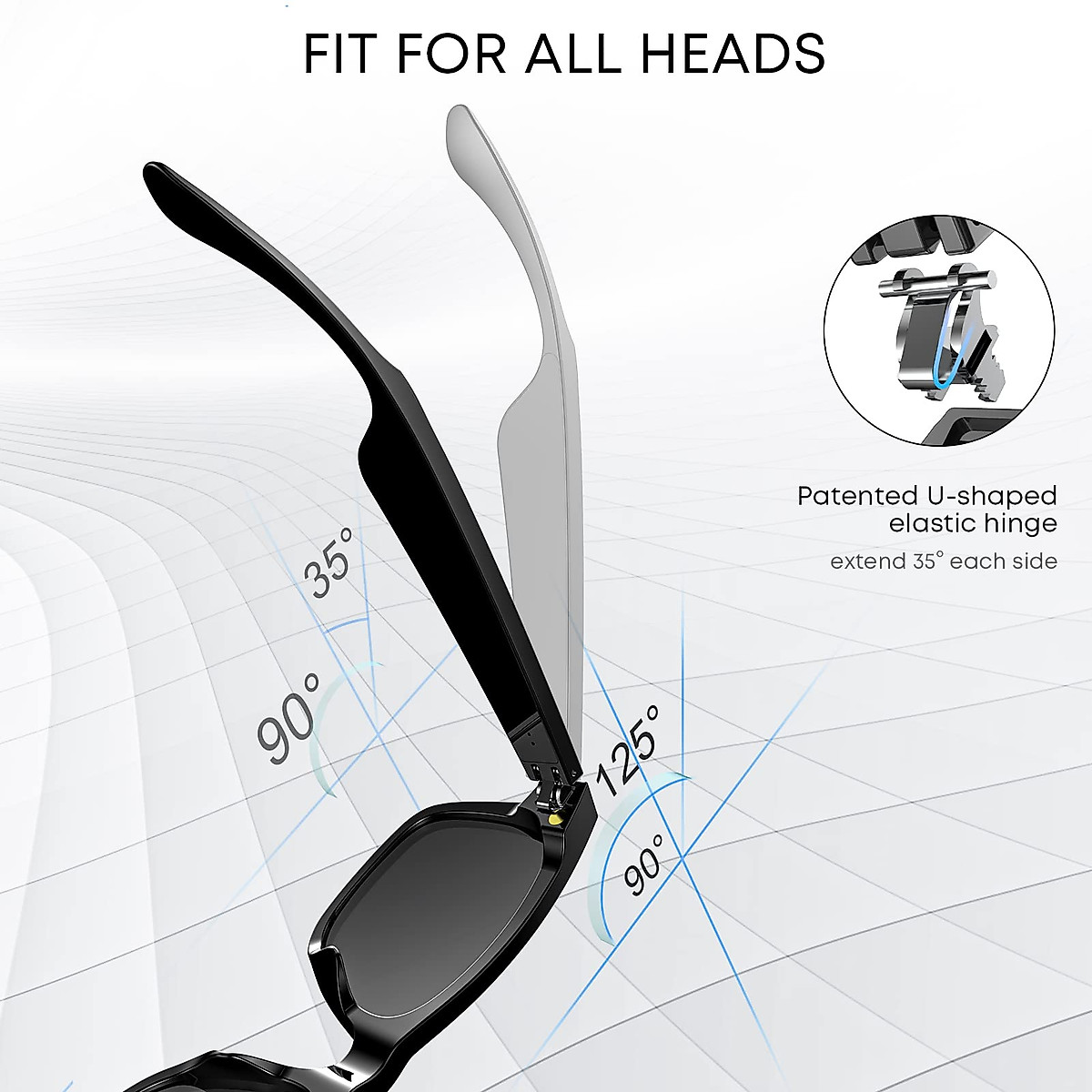 Bluetooth Sunglasses, Blue Light Filtering & Polarized Sunglasses, Smart Glasses with Open Ear Audio, Built-in Mic & Speakers, 6H Battery, Adjustable Touch Frame, for Men Women Home Office Sport