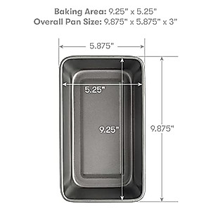 Cooking Light Heavy Duty Nonstick Bakeware Carbon Steel Bread Pan or Loaf Pan with Quick Release Coating, Manufactured without PFOA, Dishwasher Safe, Oven Safe, 9.25-Inch x 5.25-Inch, Gray