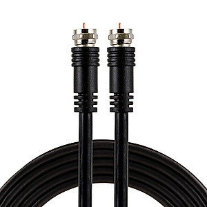 GE RG59 Coaxial Cable 25ft. (7.6m), Black, F-Type Connections Jacks, Low Loss, Double Shielded Coax Cable, Input/Output, Ideal for Antennas, DVR, VCR, Satellite to TV, 23210