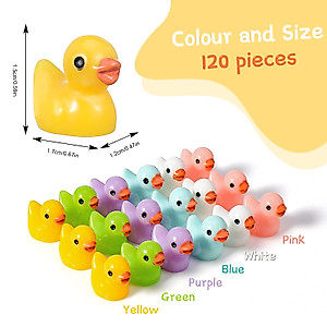 Fuyamp 120 Pieces Mini Resin Ducks,Miniature Figures Micro Fairy Garden Landscape Aquarium Dollhouse Ornament Candy-Colored Duck DIY Charms for Christmas Birthday Party(6 Colors)