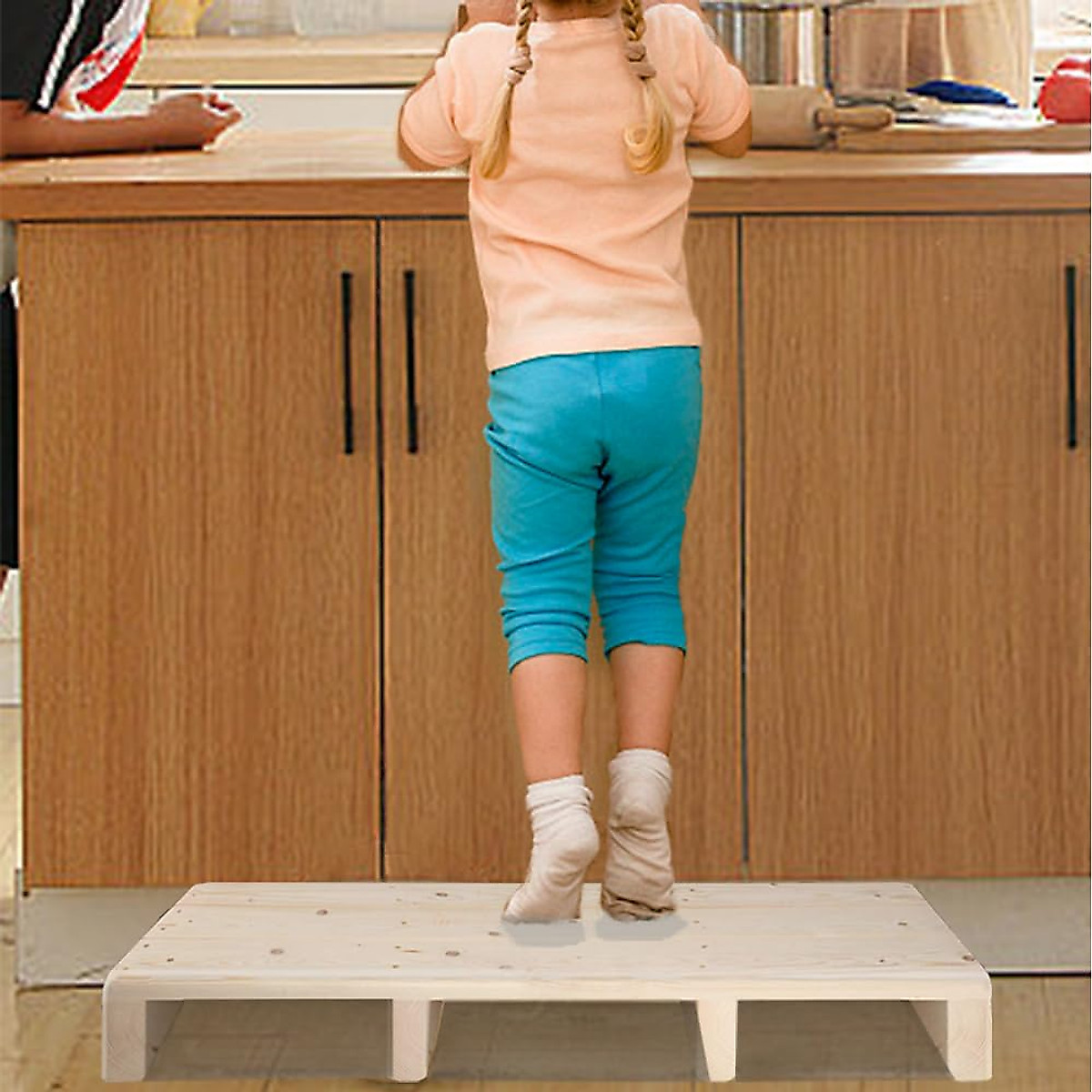 MYOYAY 39 Inch Wooden Platform Step, Hold Up to 400 LBS Solid Wood Step Stool Bedside Foot Stepper Stools Mobility Stepping Stools with Non-Slip Pads Indoor Outdoor Mobility Stepping for Old People