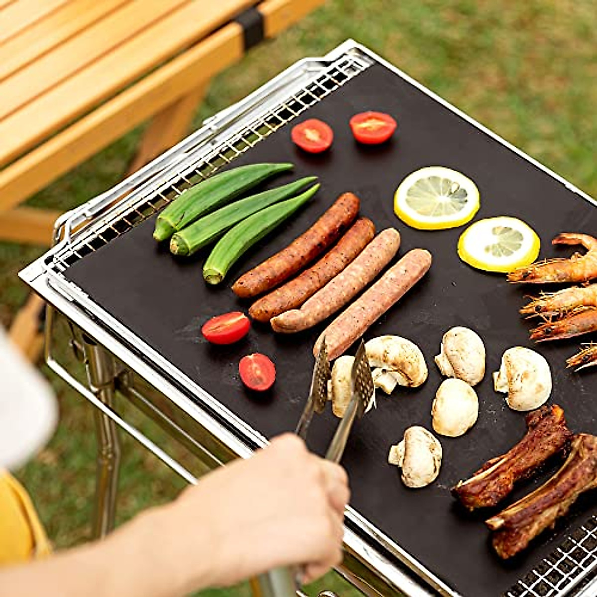 AssaiLuck Grill Mats for Outdoor Grill - Set of 6 Nonstick Heavy Duty Grill Mats - 15.75 x 13 Inches, PFOA-Free, Dishwasher Safe, 500°F Heat Resistant