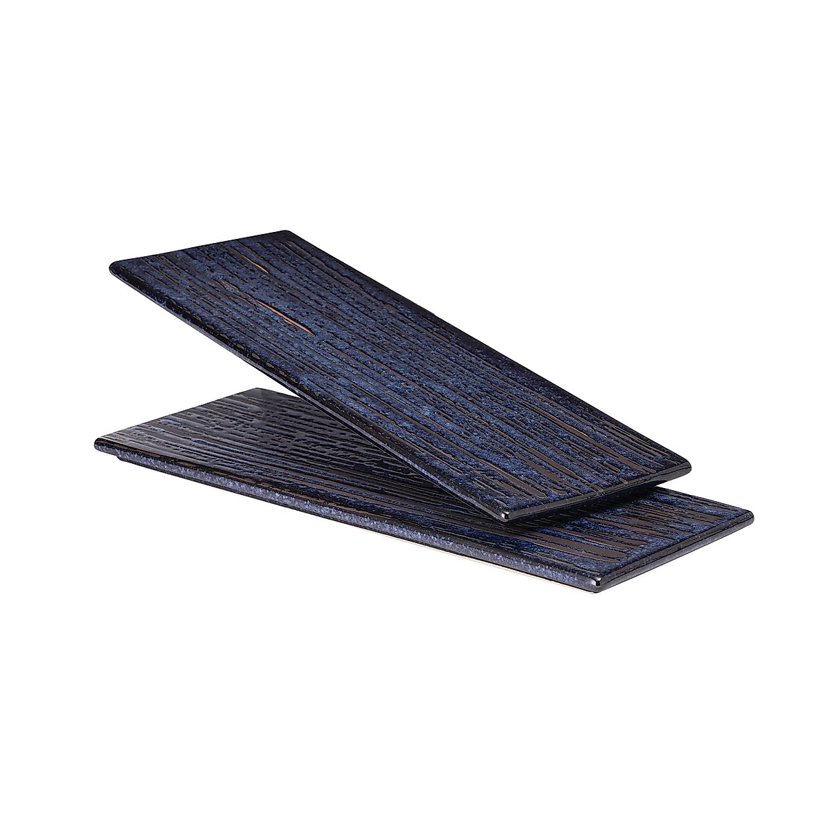 Uaral Serving Platter Ceramic Flat Tray-14 inch Large Serving Plate for Party,Sushi,Appetizer,Vegetable,Salad,Set of 2, (Midnight Blue)