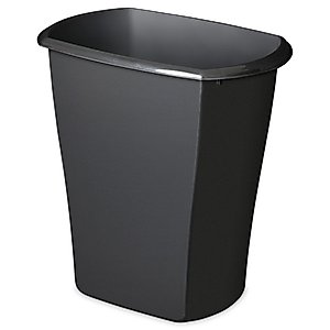 Sterilite 10538006 10 Gallon Ultra Plastic Wastebasket Trash Can for Home Bedrooms, Kitchens, or Office Spaces, Black, 6-Pack