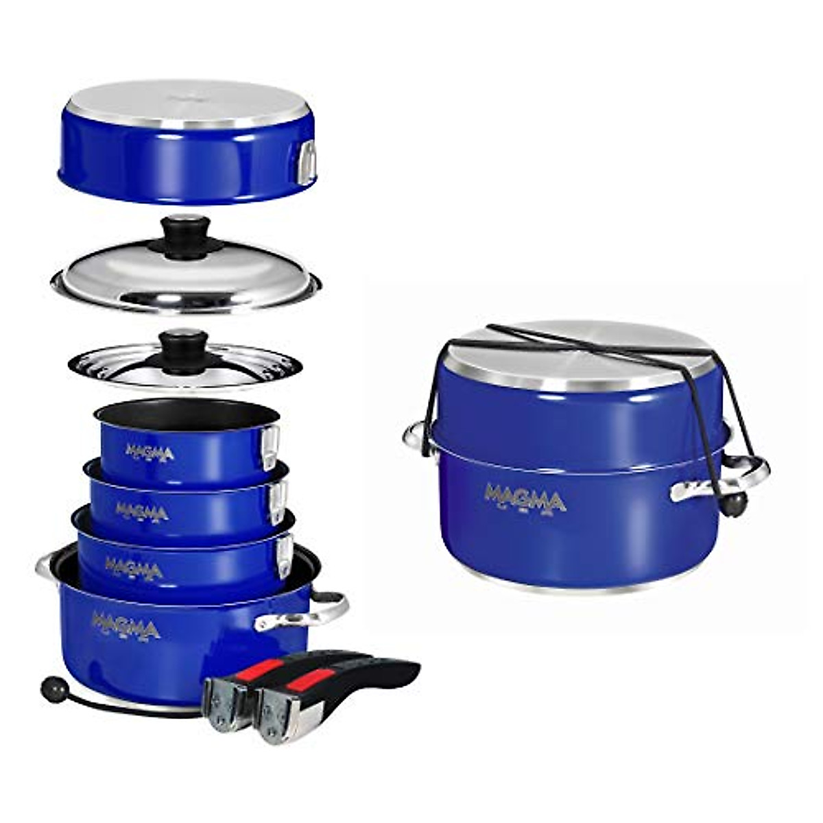 Magma Products, A10-366-CB-2-IN Gourmet Nesting 10-Piece Colored Stainless Steel Induction Cookware Set with Ceramica Non-Stick