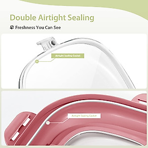 Rice Storage Container, Lockcoo Foldable Airtight Cereal Food Storage Containers 20 to 50 Lbs with Measuring Cup & Wheels, Dry Food Flour Sugar Storage Container Large Kitchen Pantry Holder, Pink