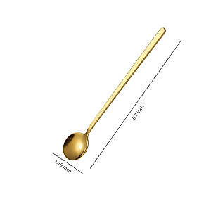 IZELOKAY 6.7 Inches 304 Stainless Steel Mixing Spoons, Stirring Spoons, Tea Spoons, Gold Teaspoons, Ice Tea Spoons, Set of 2 (Gold)