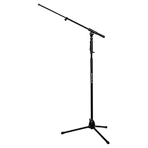 Rockville RVMIC3 Tripod Microphone Stand with Quick Release Hand Clutch & Boom, Black