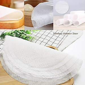 Inchant 5pcs Round Silicone Steamer Mats Non-stick Silicone Dumplings Buns Baking Pastry Dim Sum Mat for Bamboo Steamer