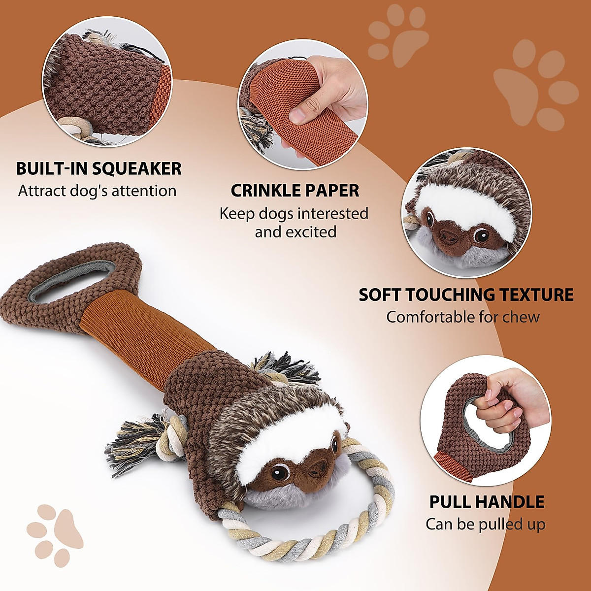 Eneston Large Plush Squeaky Dog Toys with Crinkle Paper, Tug of War Pull Toys for Puppies, Interactive Dog Chew Toys for Small, Medium and Large Dogs