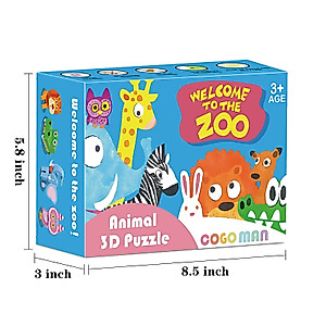COGO MAN Animals Kids Arts and Crafts Welcome to The Zoo 8 Animals 3D Foam Puzzles Crafts for Kids Age 6 7 8 and Up