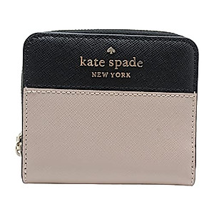 Kate Spade Staci Colorblock Small Zip Around Wallet Warm Beige Black Multi