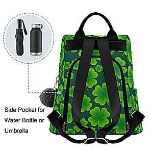 Fustylead St. Patrick's Day Clover Backpack Purse for Women Anti Theft Fashion Back Pack Shoulder Bag
