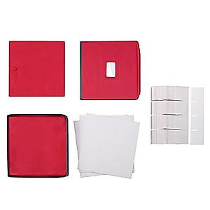 Elf Stor Christmas Box with Adjustable Dividers and Lid Ornaments Storage, Red