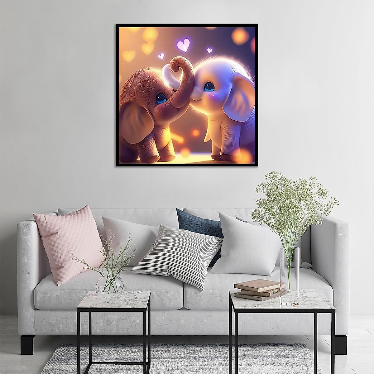 JFYHAB Elephant Diamond Painting Kits for Kids Adluts, Cartoon Animals DIY 5D Full Drill Round Resin Gem Art for Kids Children DIY Diamond Art for Home Wall Decor Gifts (12x12 inch)