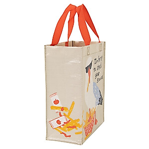 Blue Q Handy Tote - I'm Here to Steal Your Snacks. Reusable lunch bag, little tote, gift bag, sturdy and easy-to-wipe-clean, made from 95% recycled material, 10" h x 8.5" w x 4.5" d