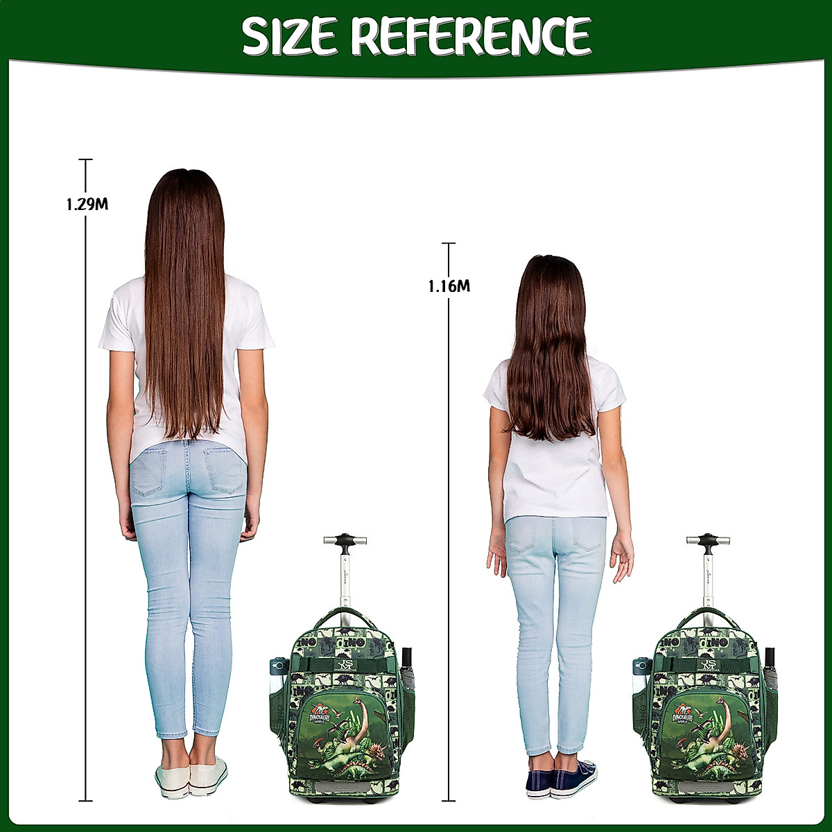 ZBAOGTW Rolling Backpack for Girls,Thickened Base Unicorn Rolling Backpack for Girls with Lunch Box and Pencil Box,Kids Rolling Suitcase18.9"x12.6"x8.26"