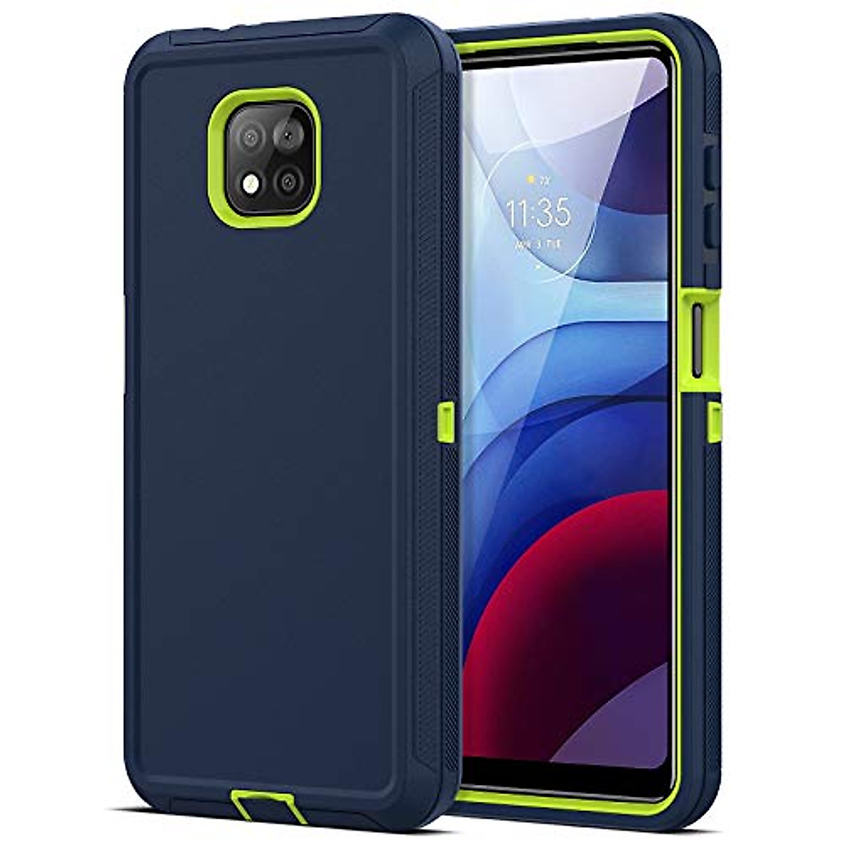 Jiunai for Moto G Power 2021 Case, 3-Piece Heavy Duty Armor Shockproof Tough Hybrid Dual Layer Drop Protection Bumper Rugged Matte Protective Phone Cover Case Compatible with Moto G Power 2021 Blue