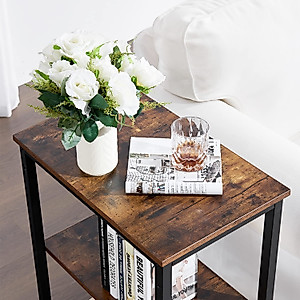 VECELO Tall End Side Table,30" Height Nightstand with 3-Tier Storage Shelf for Living Room Bedroom Office Hallway Study