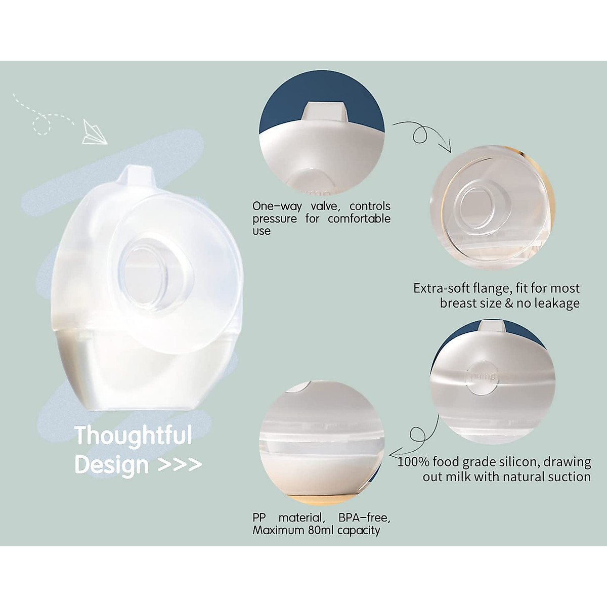 Suatata Wearable Breast Pump︱Milk Catcher / Collector for Breastfeeding Relief with Pumping Function︱Silicone Reusable Nursing Pads for The Let-Down︱Breast Feeding Essencials (2Pcs)