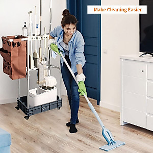 Janitorial cart Housekeeping cart Cleaning Cart on Wheels Housekeeping Caddy with Shelves
