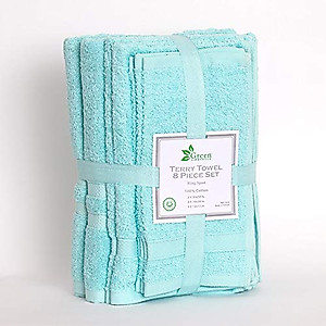 GREEN LIFESTYLE Luxury 8-Piece Towel Set Includes 2 Extra Large Bath Towels, 2 Hand Towels, and 4 Washcloths Ringspun Cotton is Extra Absorbent and Super Soft ( Teal )