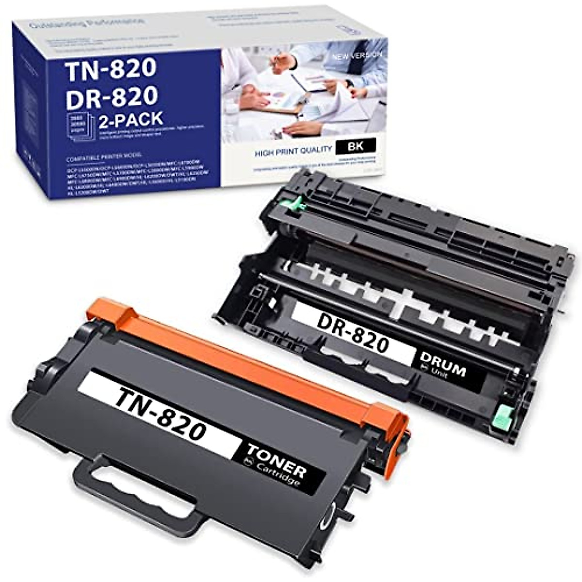 TN820 & DR820 (2-Pack, 1Toner + 1Drum) LVELIMIT - Toner Cartridge and Drum Unit Compatible Replacement for Brother TN-820 DR-820 MFC-L6800DW MFC-L6900DW HL-L6300DW HL-L6400DW/DWT Printer