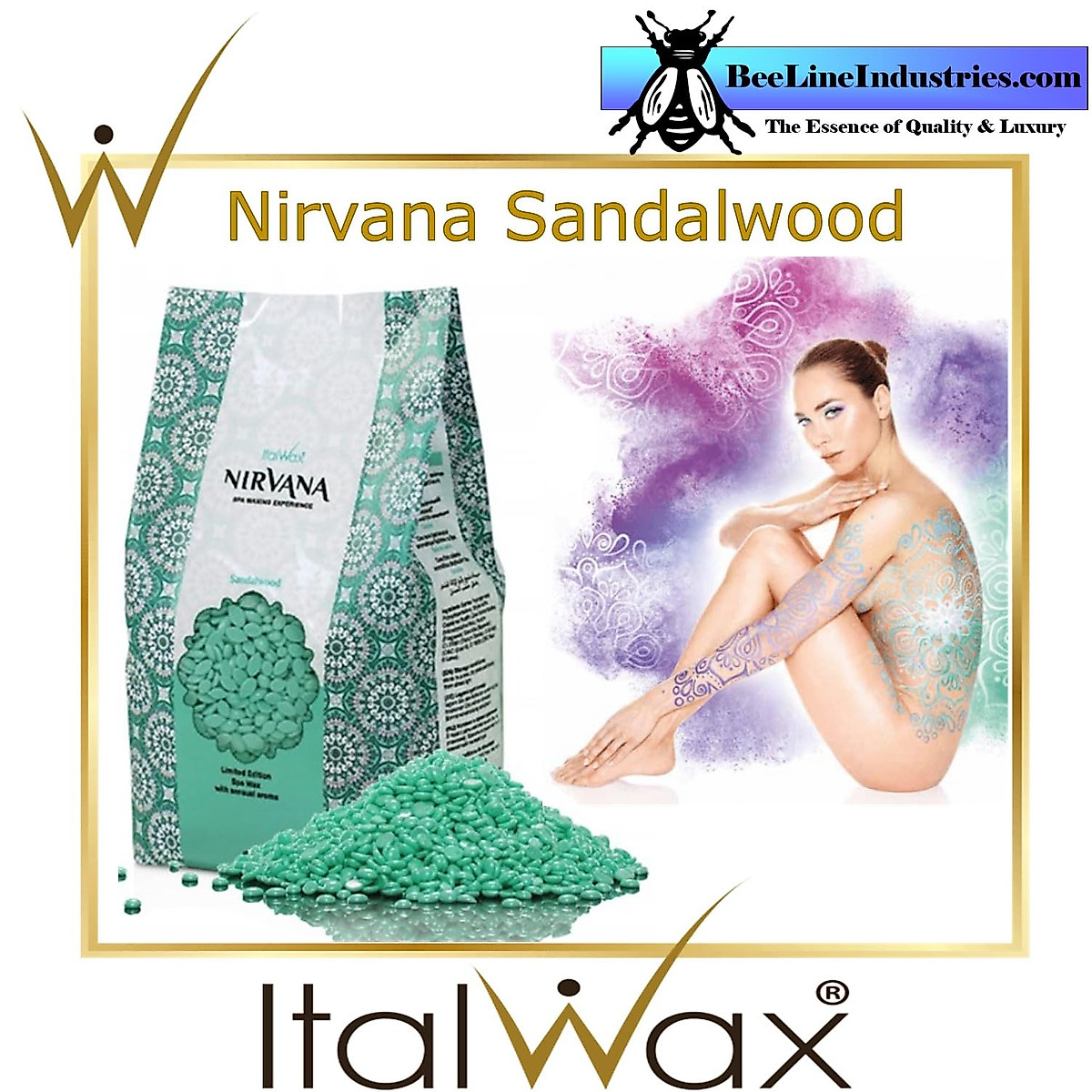 ItalWax Sandalwood Nirvana Premium SPA - Hard Stripless Wax Beads 2.2 lbs. - 1 kg.