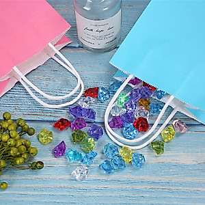 Kraft Paper Bags Rainbow Party Favor Gift Bags 6 Colors with Handles for Wedding, Baby Shower, Birthday Party Supplies (60)