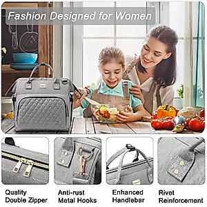 Artelaris Lunch Bags for Women, Insulated Lunch Bag, Large Leak Proof Lunch Cooler Bag, Lunch Tote Bag for Work, Meal Prep Lunch Box for Women, Red and Grey