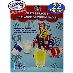 Matty's Toy Stop Drunken Chairs Deluxe Chairs Stack & Balance Drinking Game with Exclusive Storage Bag