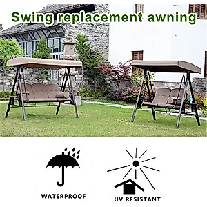 BTURYT Replacement Canopy for Swing,Outdoor Swing Canopy Replacement Porch Top Cover Seat, 3 Seater Waterproof Top Cover for Patio Swing Garden Swing, Black