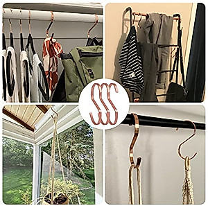 SumDirect 10pcs 4 Inch Rose Gold Flat S Hooks, Heavy Duty Stainless Steel S Shaped Hooks for Hanging