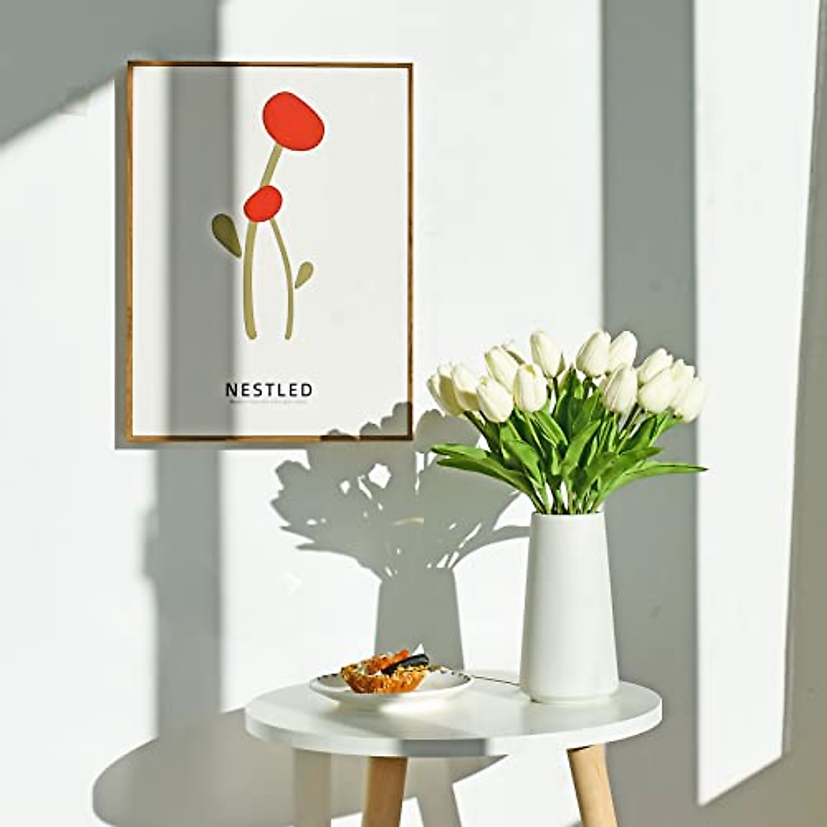 ONLY ART 20pcs Cream Artificial Tulip Flowers with Soft Latex Materials for Mother's Day Home & Kitchen Decoration