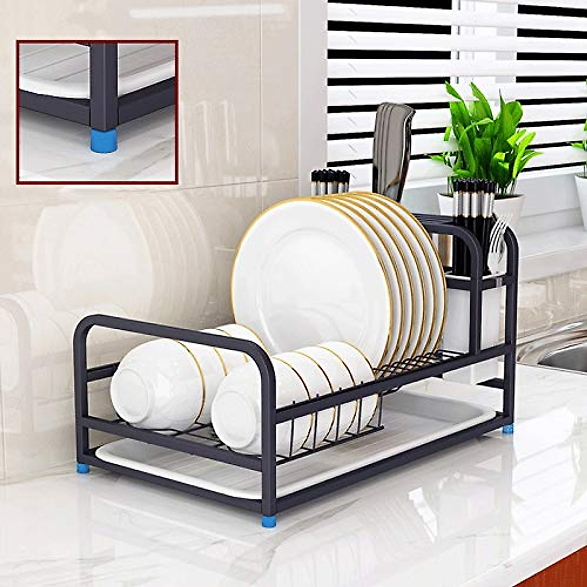 PDGJG Multifunctional Dish Drainer Cutlery Cup Drying Holder Rack Stainless Steel Drainer Tray Kitchen for Kitchen Ware ( Color : D )