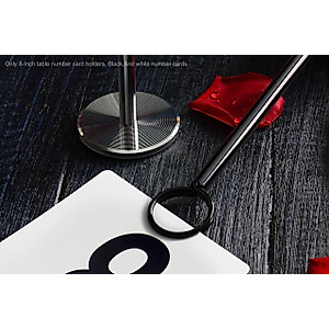 New Star Foodservice 27686 Ring Clip Table Number Card Holders, w/Number Cards, 1 to 25, Set of 12, 8-Inch, Black Stand