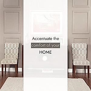 HomePop Parsons Classic Upholstered Accent Dining Chair, Set of 2, Pewter Grey and Lattice Cream